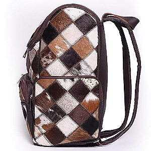 Hammi Cowhide Leather Backpack, Leather Backpack for Women, Genuine Cowhide Backpack, Diaper Bags, Premium Cowhide Diaper Bag (Dark Brown)