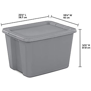 STERILITE Case of 8 Bins 18 Gallon Containers 68 Liter Gray Storage Totes Steel Colored Organization Boxes