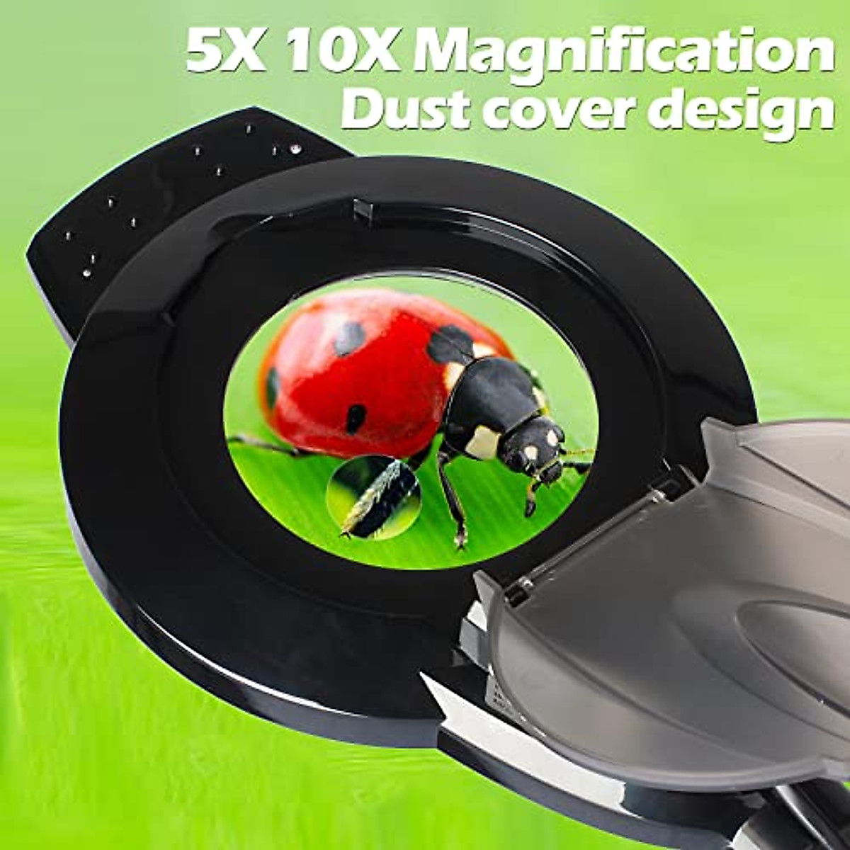 5X & 10X Magnifying Glass with Light, KIRKAS 2,200 Lumens Dimmable 10X Mother-Child Real Glass Lens LED Magnifying Lamp with Clamp, Lighted Magnifier Light for Close Work, Reading, Repair, Hobby-Black
