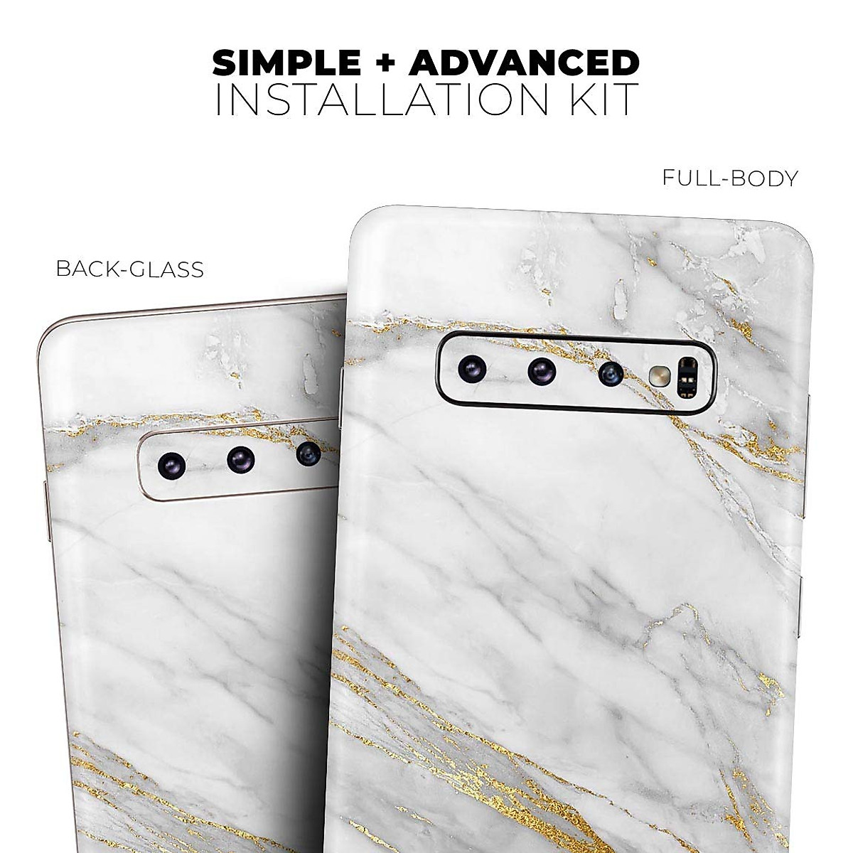 DesignSkinz Marble & Digital Gold Foil V4 Protective Vinyl Decal Wrap Skin Cover Compatible with The Samsung Galaxy S20 (Screen Trim & Back Glass Skin)