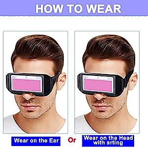 Welder Glasses, Solar Auto Darkening Welding Goggles Safety Protective Welder Mask Helmet with Adjustable Shade Eye Protection PC Anti-glare Glasses for Welder or DIYer Black