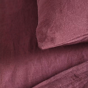 The Tangerine Store 3-Piece Linen Cotton Mix Duvet Cover Set (88x90 in) - Berry Queen Duvet Cover Set with Standard Shams - Pre-Washed, Handmade - Home Decor