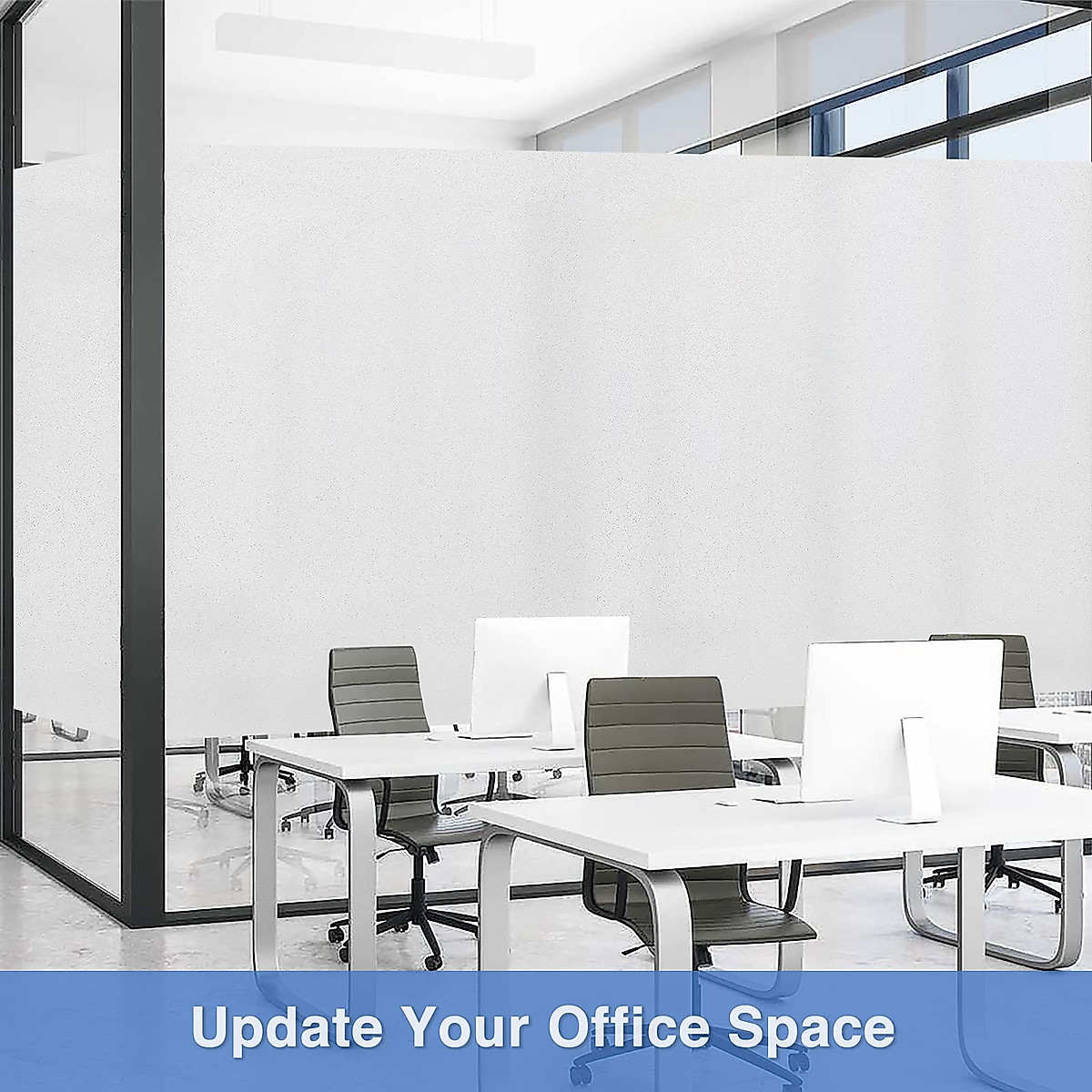 VILMA Window Privacy Film Frosted Glass Window Film Sun Blocking Non Adhesive Heat Blocker Static Window Clings Opaque Decorative Window Stickers for Bathroom Home Office 17.5 x 78.7 Inches