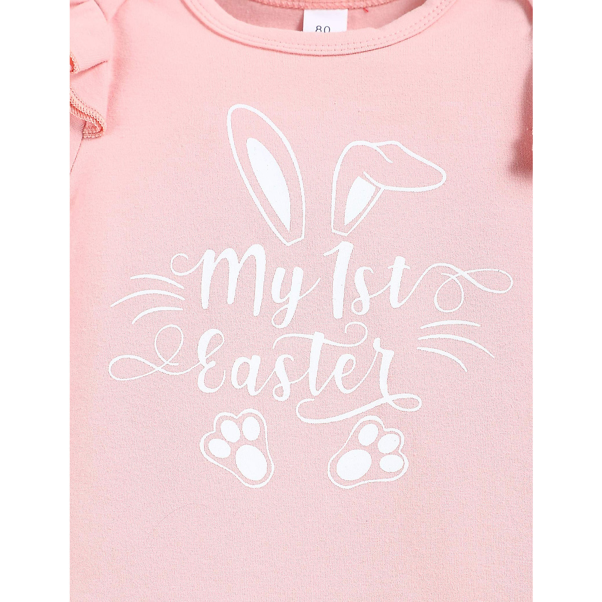 My 1st Easter Outfit Newborn Baby Girl Bunny Letters Romper Ruffle Floral Shorts set (Pink, 0-3 Months)