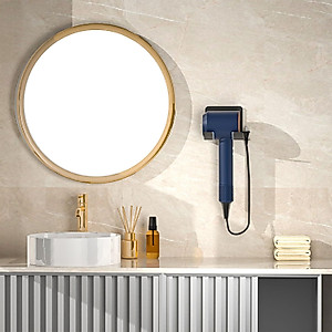 Hair Dryer Holder, Hair Tool Organizer Blow Dryer Holder Hair Dryer Holder Wall Mount Self Adhesive, Compatible for Dyson Hair Dryer Holder Cabinet Bathroom Black, PTALSEAW