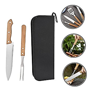 YARNOW 2 Sets Barbecue Knife and Fork Tools Knife Kit Outdoor Dinnerware Food Grill Travel Utensil Barbecue Kitchen Fork Grilling Accessories Kit Barbecue Tool Forks BBQ Tools BBQ Fork