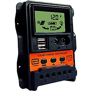 [2022 Upgraded] 30A Non-MPPT Solar Charge Controller, Black Solar Panel Battery Intelligent Regulator with Dual USB Port 12V/24V PWM Auto Paremeter Adjustable LCD Display (30a)