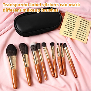 Pimoys 9PCS Travel Makeup Brushes Set, Mini Make Up Brushes with Case Portable Synthetic Brushes for Foundation Blush Powder Eye Shadow Cosmetics