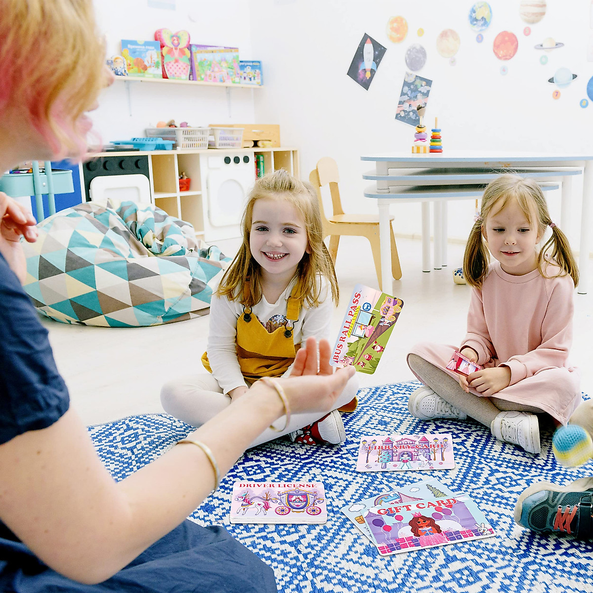 Fake Credit Cards for Kids, Princess Play Credit Cards Pretend Debit Credit Cards for Girls,Driver's License, Membership Play Cards, Fake Toy Cards 10pcs