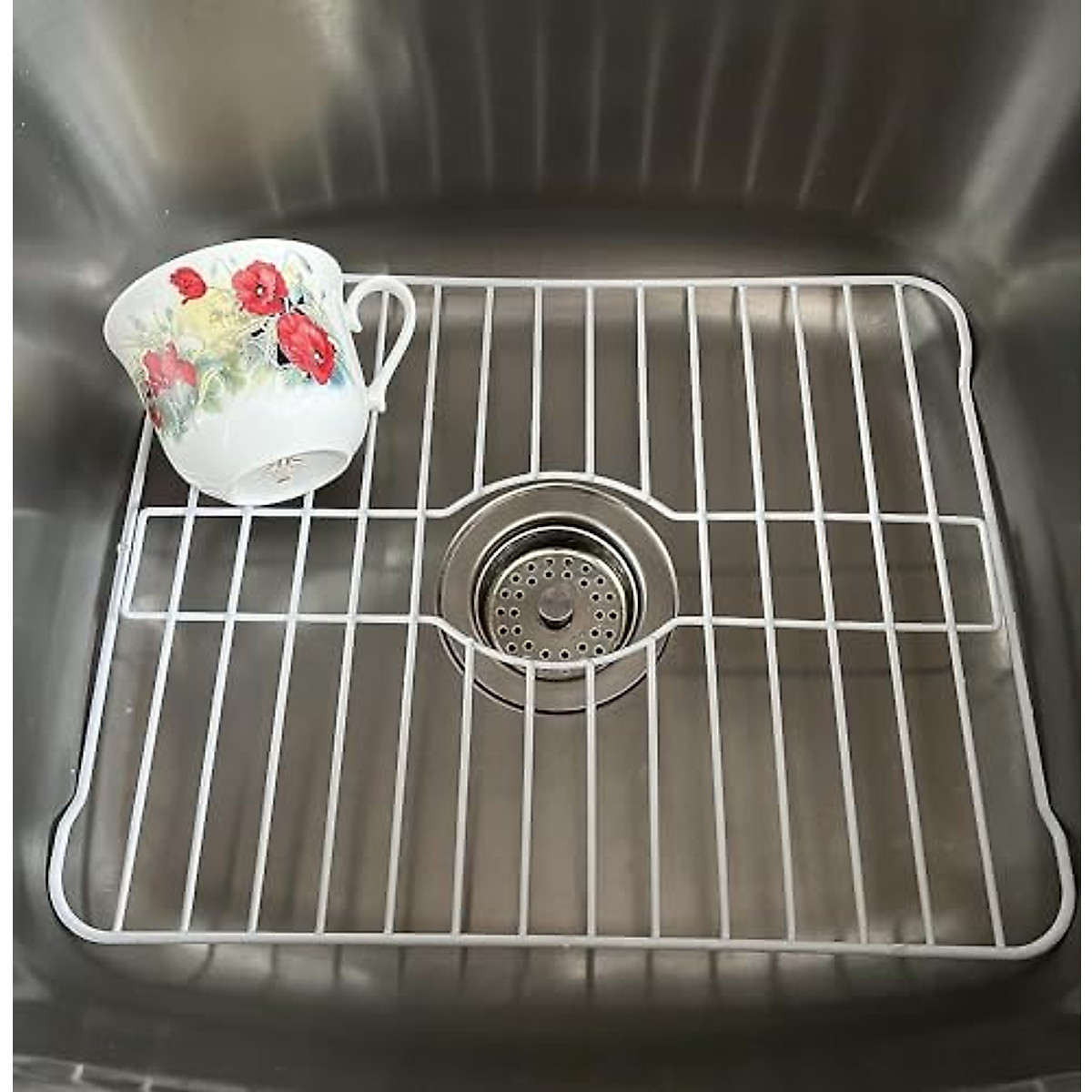 SOFINNI Sink Protectors for Kitchen Sink with White Coating Sink Grate Insert Grid Sink Bowl Drying Rack Small (10.5" x 12.5")