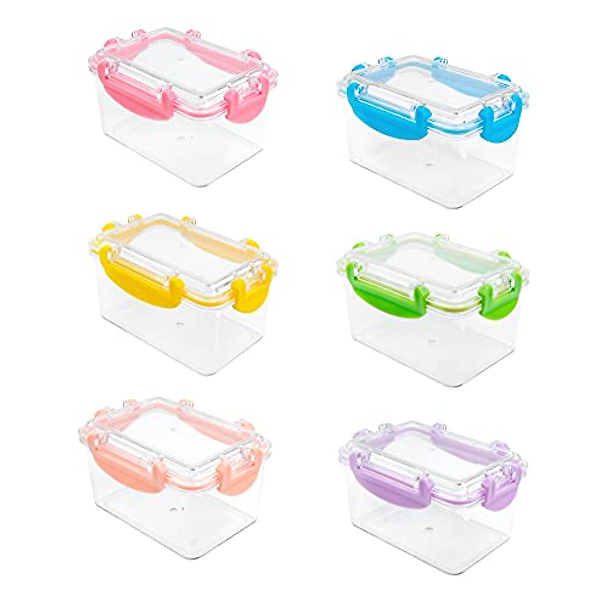 Small Plastic Box, Stackable Mini Plastic Storage Box with Lid, Clear Plastic Organizer Container for Jewelry Beads Small Crafts Items Accessories - 6 Pack