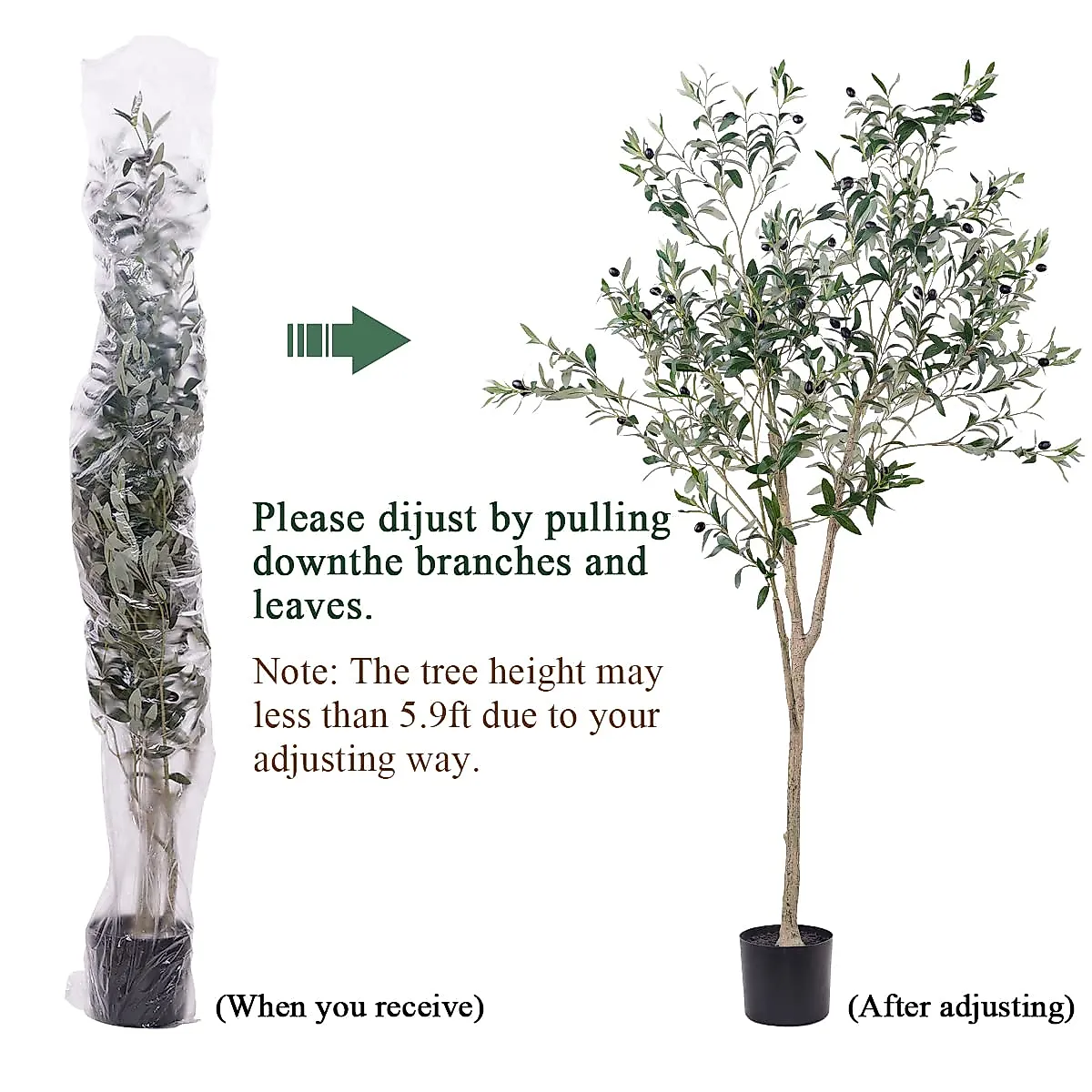 Hobyhoon Artificial Olive Tree, 6FT Tall Faux Silk Plant Artificial Tree in Potted Oliver Branch Leaves and Fruits for Modern Home Decor Indoor
