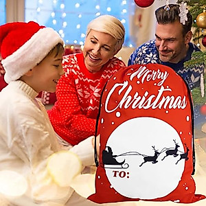 ulafbwur Hand Washable Santa Bag Reusable with Reindeer Sleigh Design Large 70x50cm Size Heavy Duty Cotton Material Festive Drawstring for Red