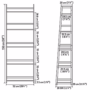 WTZ Bookshelf Book Shelf, Bookcase Storage Shelves Book case, Ladder Shelf for Bedroom, Living Room, Office MC-508(Natural)