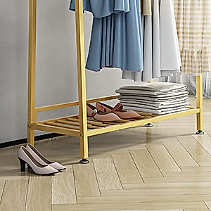 Gold Clothing Rack Modern Clothes Rack with 2- tier Shelf Clothes Display Racks for Bedroom, Boutique, Cloth Store Metal Pipe Hanging Rack-gold