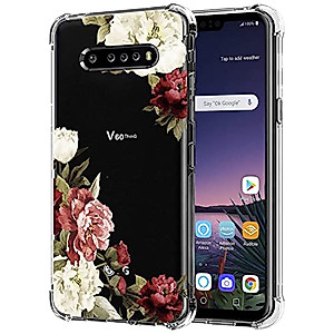 Zoeirc Case for LG V60 ThinQ 5G Case/LG V60/LM-V600 Clear Case for Girls Women, Soft TPU Shockproof Protective Transparent Case Cover for LG V60 (Blossom Flower)