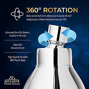 High Pressure Shower Head - Chrome - Powerful Deluxe Bathroom Showerhead with Strong Spray Stream and Small Silicone Nozzles - Universal Fit Works with High and Low Water Flow Showers-2.5 GPM