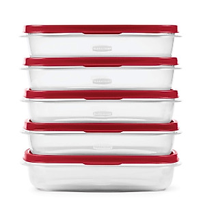 Rubbermaid EasyFindLids Meal Prep Containers, 5.5 Cup, Red