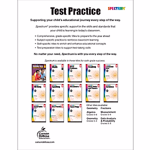 Spectrum Grade 6 Test Practice Workbooks, Ages 10 to 11, Math, Language Arts, and Reading Comprehension 6th Grade Test Practice, Reproducible Book, Vocabulary, Writing, and Math Practice - 160 Pages