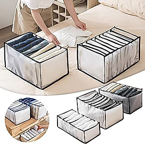 Kexle Wardrobe Clothes Organizer -7 Grids Jeans Leggings Closet Organizers and Storage Baskets -Foldable, Save Space, Portable Drawer Organizer for Bedroom Dorm Room (3PCS/Set(Jeans Jeans Legging))