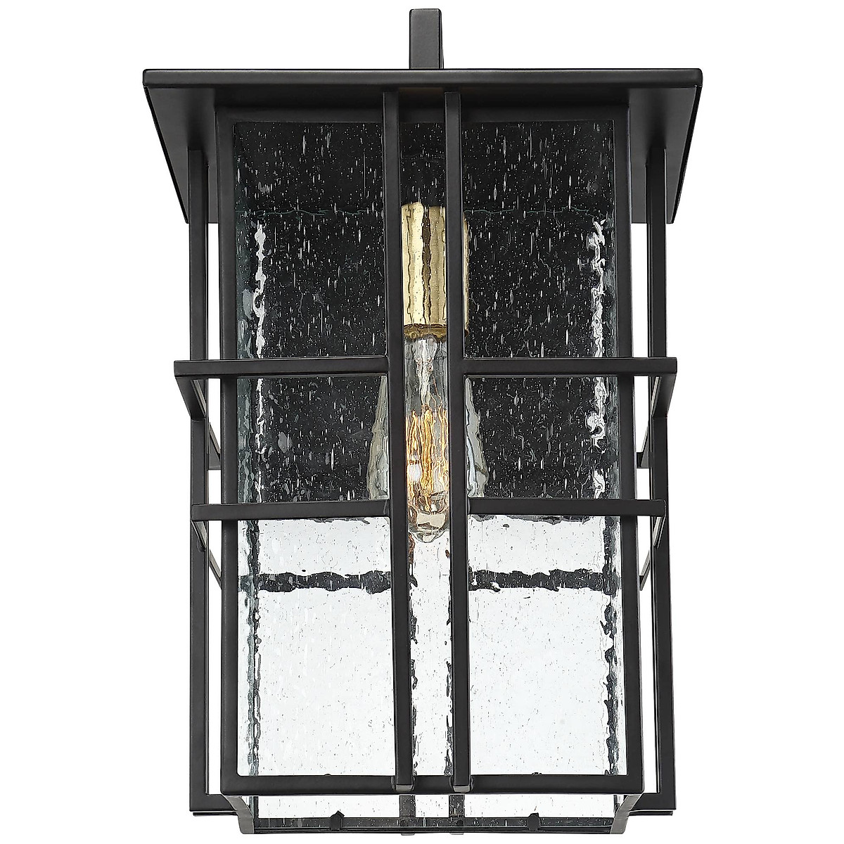 Possini Euro Design Arley Modern Outdoor Wall Light Fixture Black Geometric Frame 16" Seedy Glass for Exterior Barn Deck House Porch Yard Patio Outside Garage Front Door Garden Home Roof Lawn