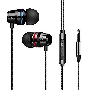 TakeCase Metal Wired Earphone Professional in Ear Headset with Built-in Microphone 3.5mm in-Ear Wired Earphone Heavy Bass Sound Quality Music Sport Headset