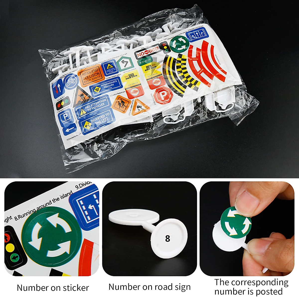 56Pcs Traffic Road Signs Playset Street Signs, Traffic Lights Mini Traffic Cones & Crosswalk Signal Toys for Kids Playing