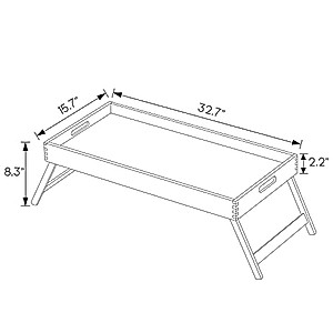 MoNiBloom Bed Tray Table Folding Legs with Handles, Bamboo Foldable Eating Breakfast Snack Food on Sofa Desk Serving Tray, Portable Lap Tray, Large, Natural