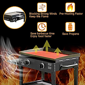 ClimbFun Wind Guard for Blackstone 28 Inch Griddle Wind Screen Blackstone Griddle Accessories Grill Wind Blocker Flat Top Gas Grill Compatible with Rear Grease Cup Hood Lid Side Shelf……