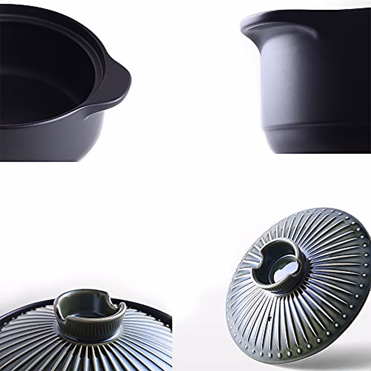 Lake Tian Ceramic Cooking Pot, Clay Pot Cooking, Earthenware Pot, Japanese Donabe, Chinese Ceramic/Casserole/Clay Pot/Earthen Pot Cookware Stew Pot Stockpot with Lid Small Steam, green 2L/2.1QT