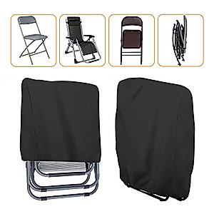 Uranshin Outdoor Furniture Cover Waterproof 2PCS, Zero Gravity Chair Covers, Folding Patio Chair Covers All Weather, Dustproof Anti Gravity Chair Cover with Storage Bag, 28" W x 13" D x 43" H, Black