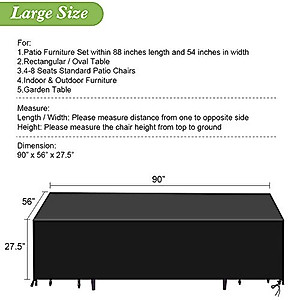 KANSING Upgraded Patio Furniture Covers,Tough Oxford Outdoor Furniture Set Covers Waterproof,Windproof / Tear-Resistant,Outdoor Furniture Cover for Rectangular/Oval Table,4-8 Seats,90x56x27.5 Inch
