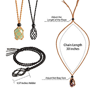 VNVETYTO 18 PCS Crystal Cage Necklace Holder Necklace Cord Empty Stone Holder Replacement Hand-Woven Necklace Cord with Adjustable Length (Black+Brown+Khaki)