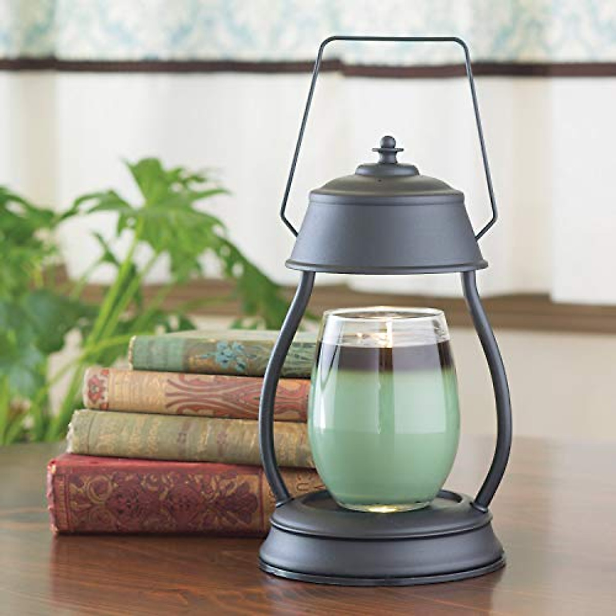 CANDLE WARMERS ETC Hurricane Candle Warmer Lantern for Top-Down Candle Melting, Black