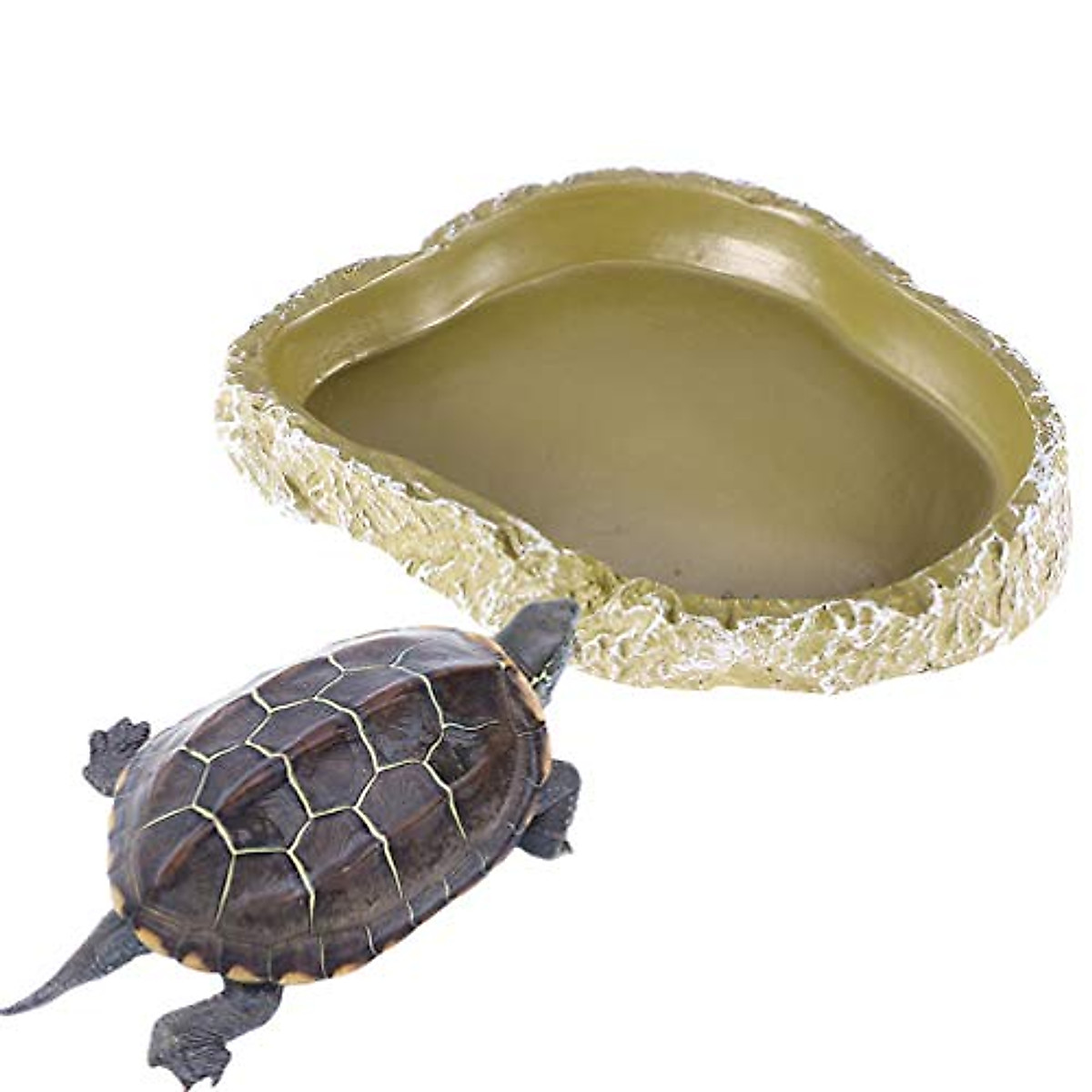 POPETPOP 2 Pack Reptile Bowl - Reptile Water Dish,Reptile Food and Water Dish for Snake Frogs Gecko Tortoise Resin Terrarium Feeding Tray Bearded Dragon Accessories