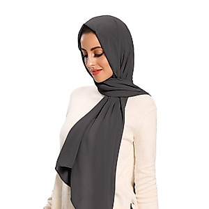 Txameru Hijab for Women Chiffon Hijab Scarfs for Women Shawl (Dark Grey)