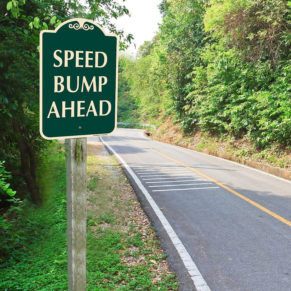 SmartSign Designer "Speed Bump Ahead" Sign, 12" x 18", 120 mil Aluminum Composite (ACM) with Overcoat, Engineer Grade Reflective, Green, Made in USA