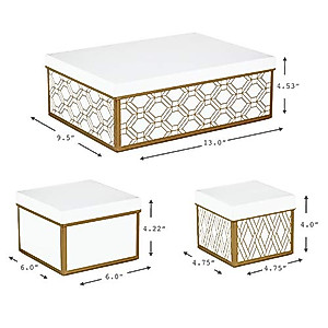 Hallmark Nested Gift Boxes with Lids and Fill (Set of 3, White and Gold, Assorted Sizes) for Valentine's Day, Weddings, Bridal Showers and More
