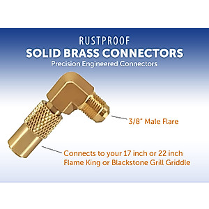 Flame King Propane Elbow Adapter with 3/8" Male Flare for 17" or 22" Blackstone Griddle