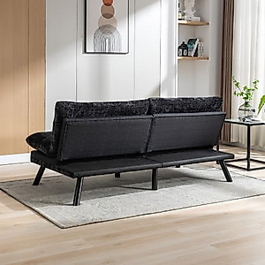 Ochangqi Convertible Futon Sofa Bed with Metal Legs, Adjustable Loveseat Futon Bed Lounge Couch, Futon Sets for Compact Living Space, Single Apartment (Black)