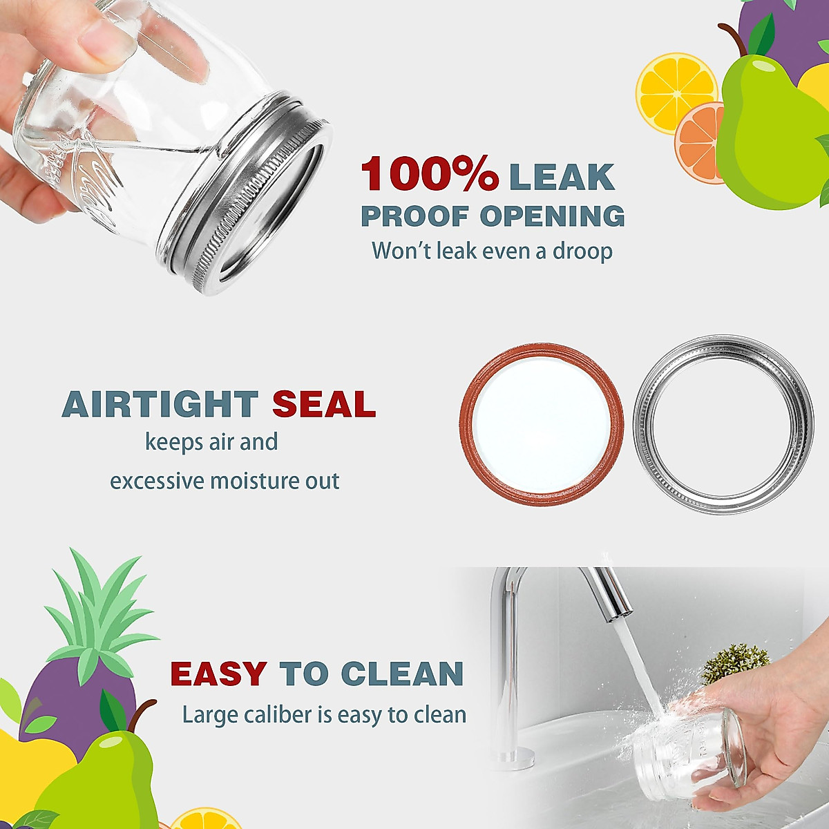 Esrentle 24 Pack 8 oz Mason Jars with Regular Lids - Mini Glass Clear Mason Jars, Small Half Pint Canning Jars with Airtight Lids for Jam, Honey, Baby Foods, Overnight Oats, Party Favors