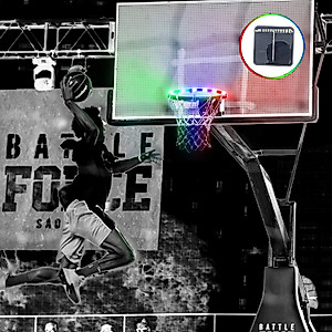 Gute LED Basketball Hoop Lights,Remote Control Basketball Rim Led Light,8 Models Solar Light,Glow-in-Dark,Waterproof,Super Bright String,Ideal for Kids,Adults Playing at Night Outdoors Indoors