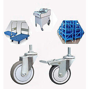 Mute Trolley Furniture Caster,Rubber Swivel Castor Wheel,Replacement Castors,Galvanized Steel Bracket,Universal 360(Brake,3inch)