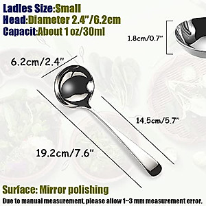 Wenkoni Small Soup Ladles,Sauce ladles,Gravy Soup Spoon Ladles,2 Pack 18/10 Non-magnetic Stainless Steel 7.6" Round Ladles (Color:Silver).