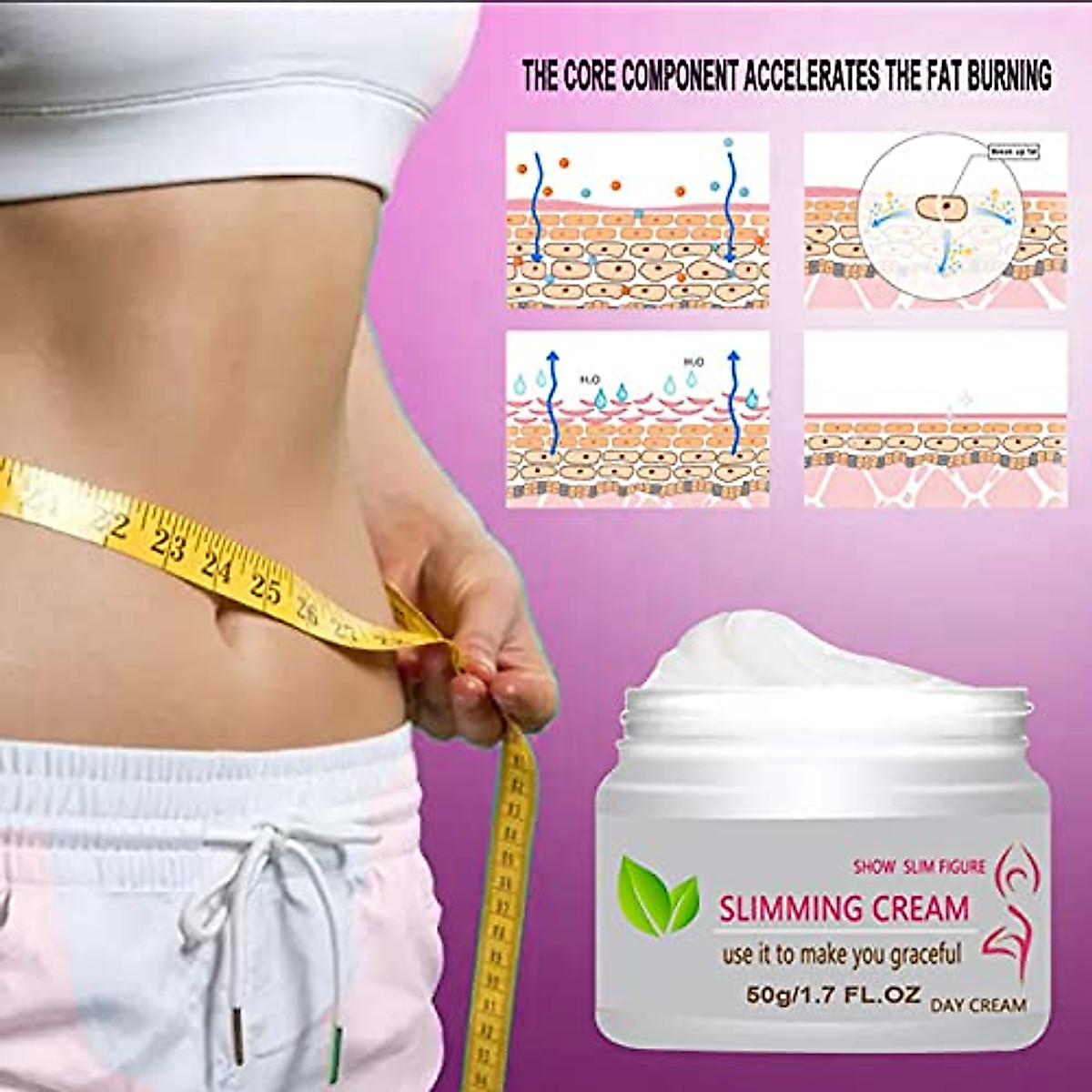 Asdf586io Fat Burning Slimming Cream for Belly and Body, Figure Shaping Body Scrubs for Fitness, Lose Weight, Promote Abdominal Fat Burning White 20g