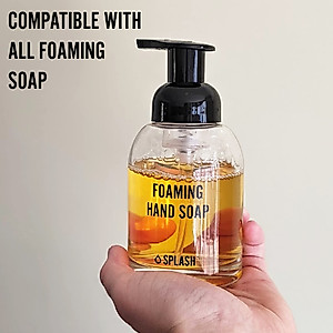 Splash | Glass Soap Dispenser with Foam Pump | Refillable Foaming Soap Dispenser for Bathroom Kitchen | 2 Pack 8 FL OZ (16oz Total) Clear Soap Dispenser | x6 Hand Soap Included