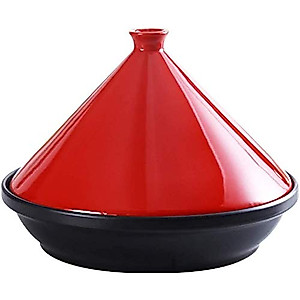 Ceramic Tagine Pot Red Ceramic Tagine Pot|30 cm Braiser Pan with Ceramic Lid|Slow Cooker Without Lead Cooking Healthy Food (Color : Red, Size : 125×145cm(49x57inch))