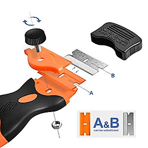 Razor Blade Scraper, Double Edge Razor Scraper Remover Tool with 30 Pcs Razor Blades for Labels Stickers Decals Removal Auto Window Tint Vinyl Tool Application (2 Pack)