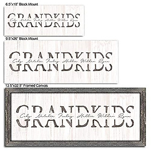 Personalized GRANDKIDS Art | Customized with all Grandchildren’s Names |Unique and Customized Gift for Grandparents, Grandpa, or Grandma on Mother’s Day | Canvas or Wood Block Mount | Personal Prints (Whitewashed Wood, 6.5"x18" Block Mount)