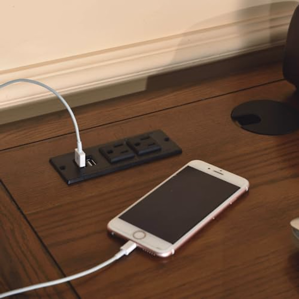 Furniture Dash - Mini Roll Top Desk USB - Standing Desk - Desk with Drawers - Rolling Desk - Wooden Desk - 32" W x 24" D x 44.5" H - 66lb (Burnished Walnut Finish)